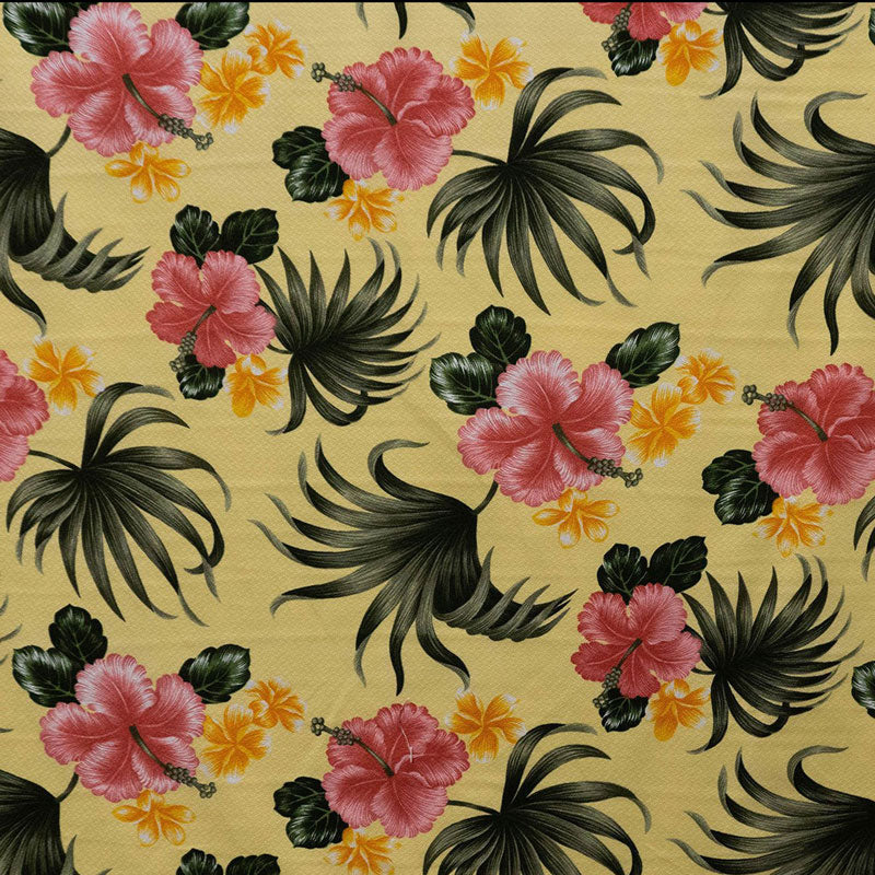 Hibiscus Plumerias Palm & Elephant Ear leaves Upholstery Fabric | Isla
